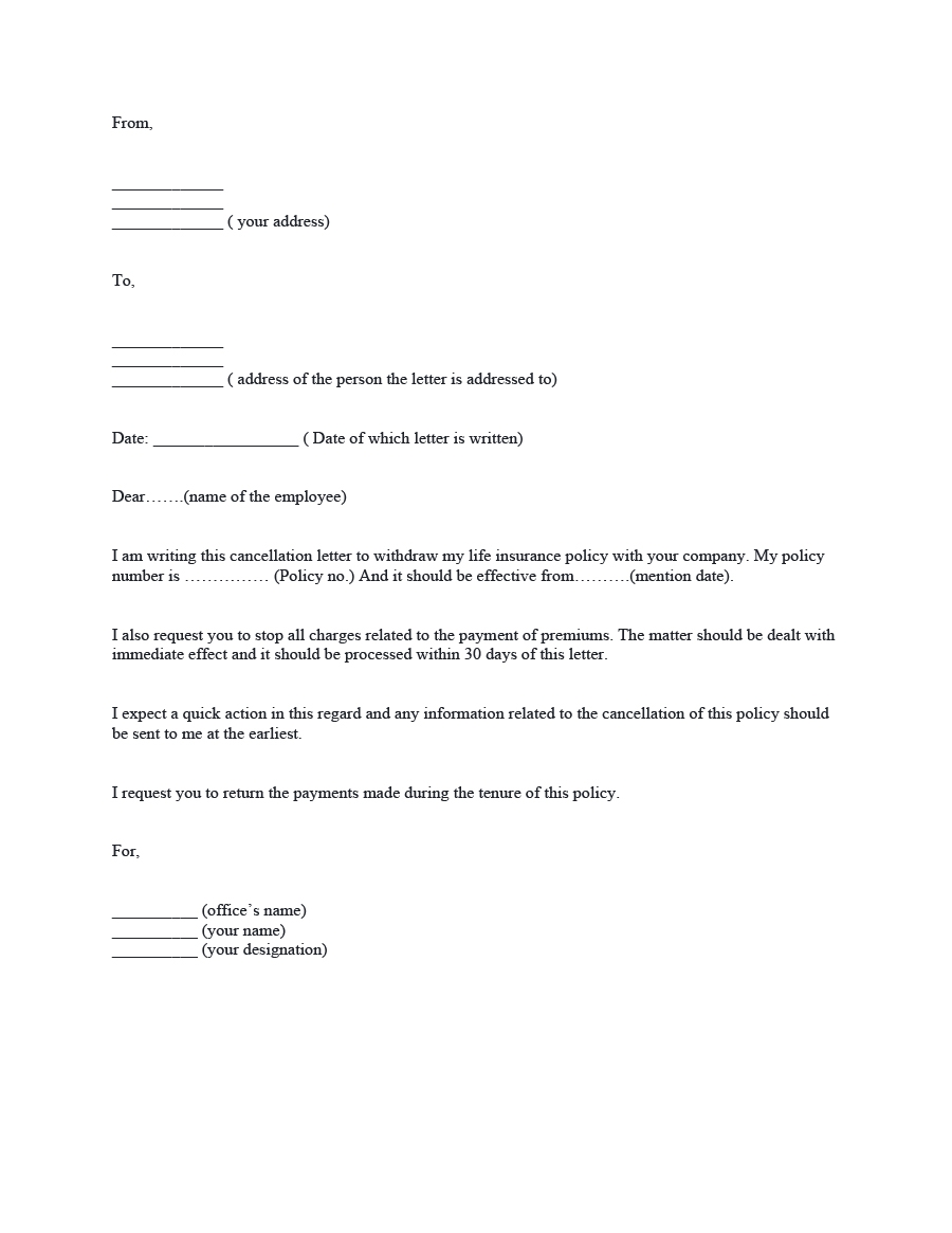 Funeral Policy Termination Letter Invoice Template Ideas