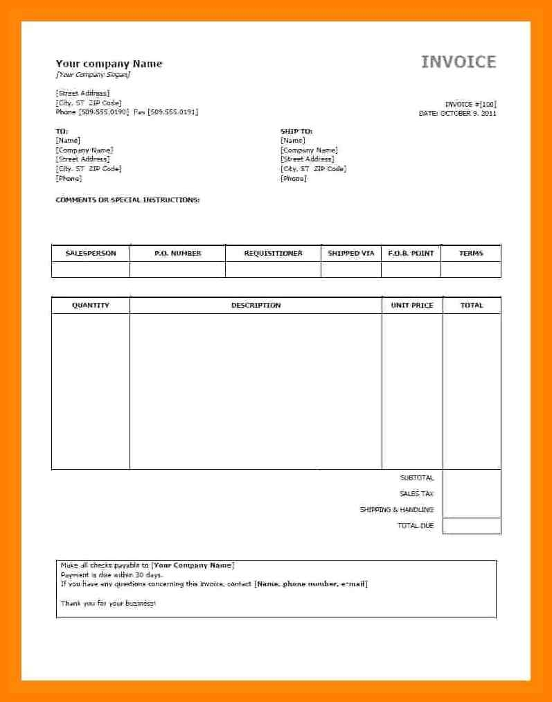Lodge Bill Format In Word Invoice Template Ideas